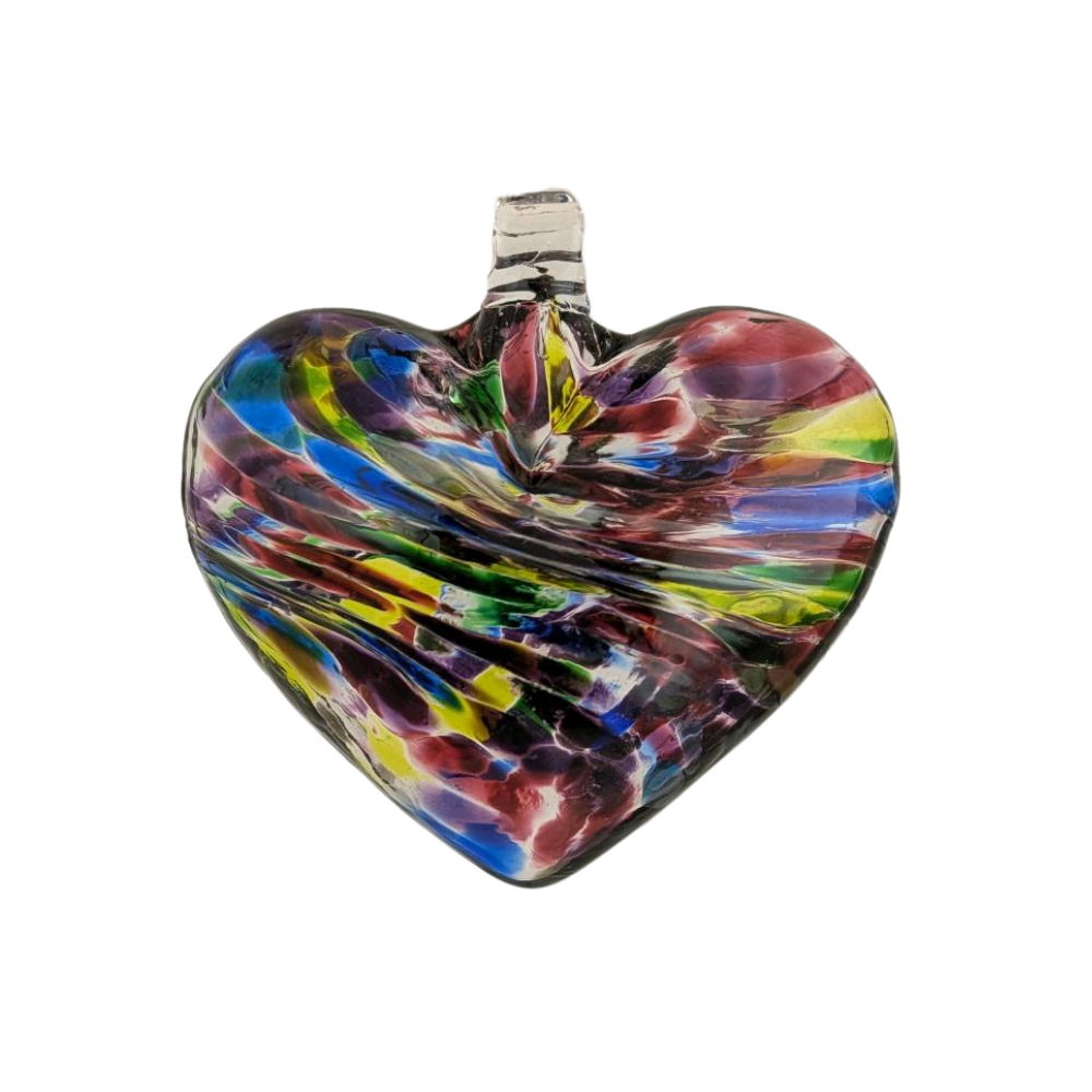 3" Multi Heart - Purple, Green, Lime, Pink – Kitras Art Glass Inc